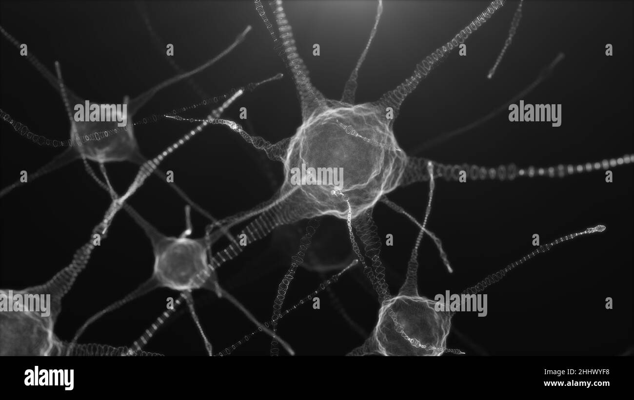Neuronal network of neuron cells. 3D illustration Stock Photo - Alamy