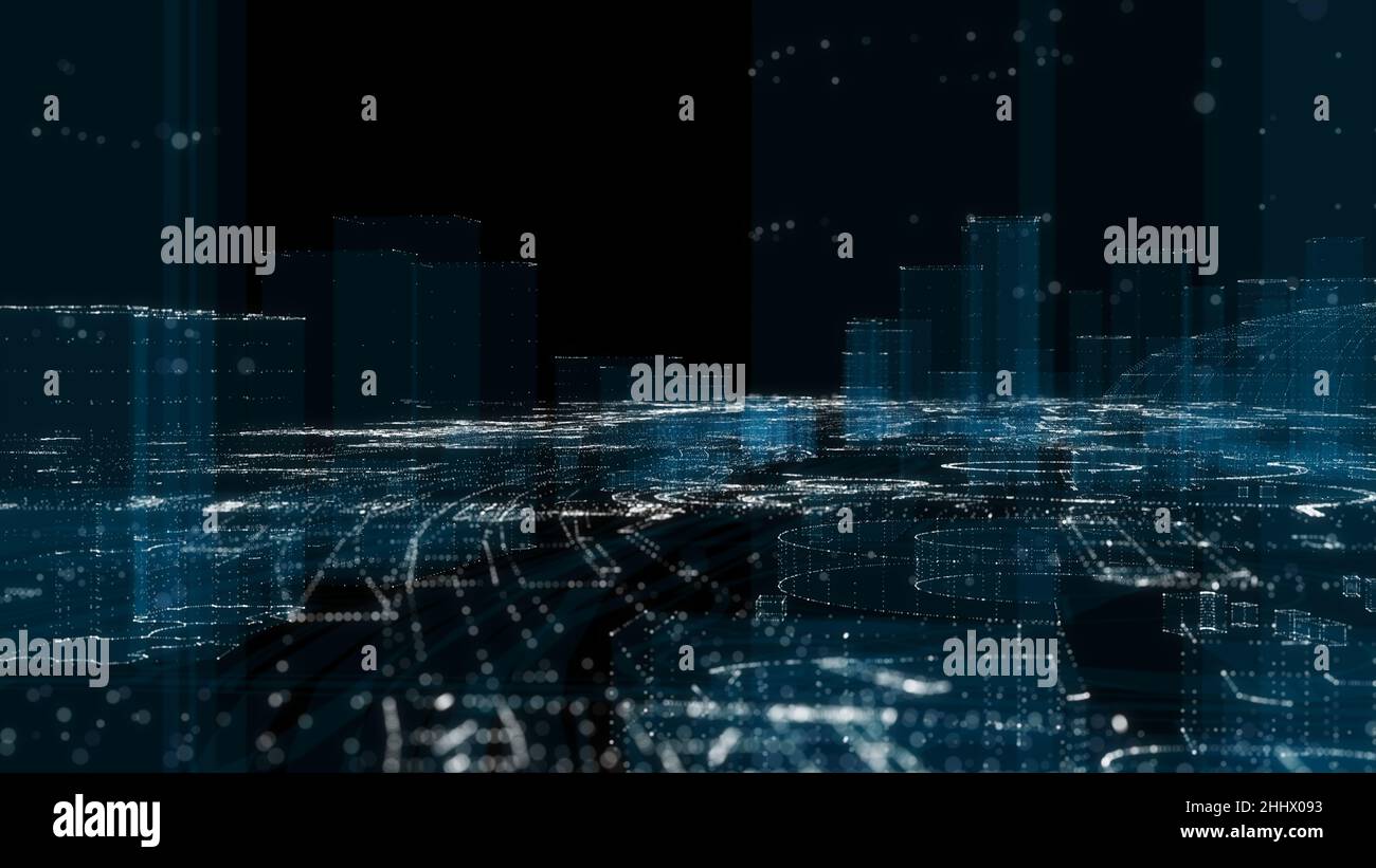 Futuristic Smart Digital City. Smart City And Technology Business Concept Stock Photo - Alamy