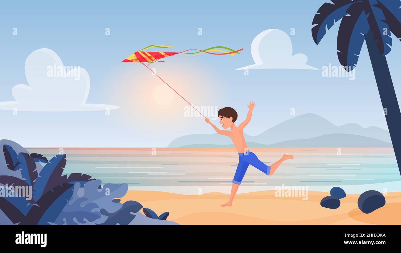 Boy playing in the waves Stock Vector Images - Alamy