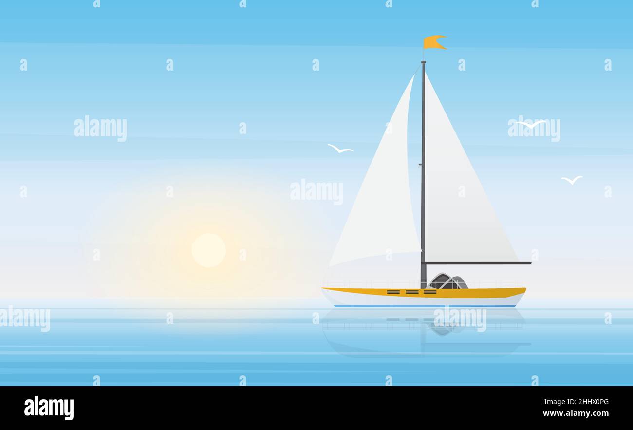 Yacht in ocean Stock Vector Images - Alamy