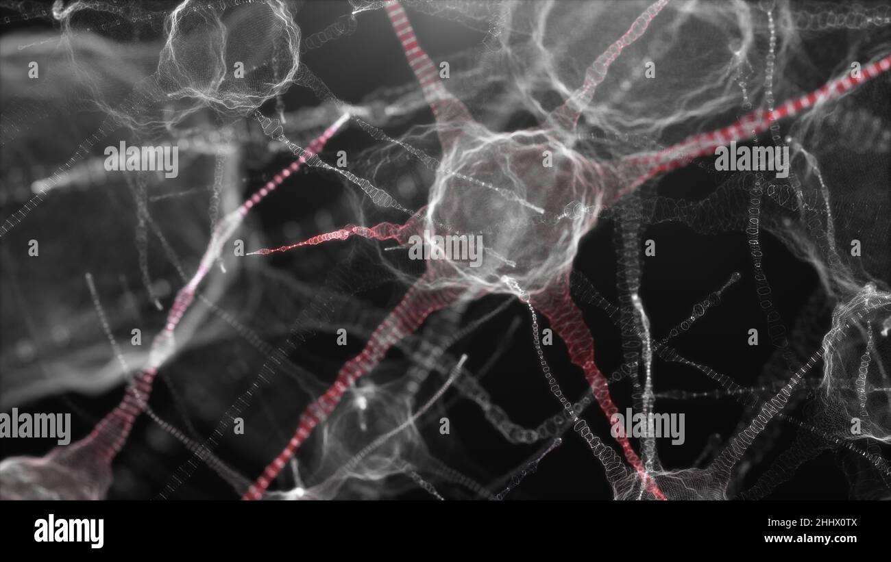 Neuronal network of neuron cells. 3D illustration Stock Photo - Alamy
