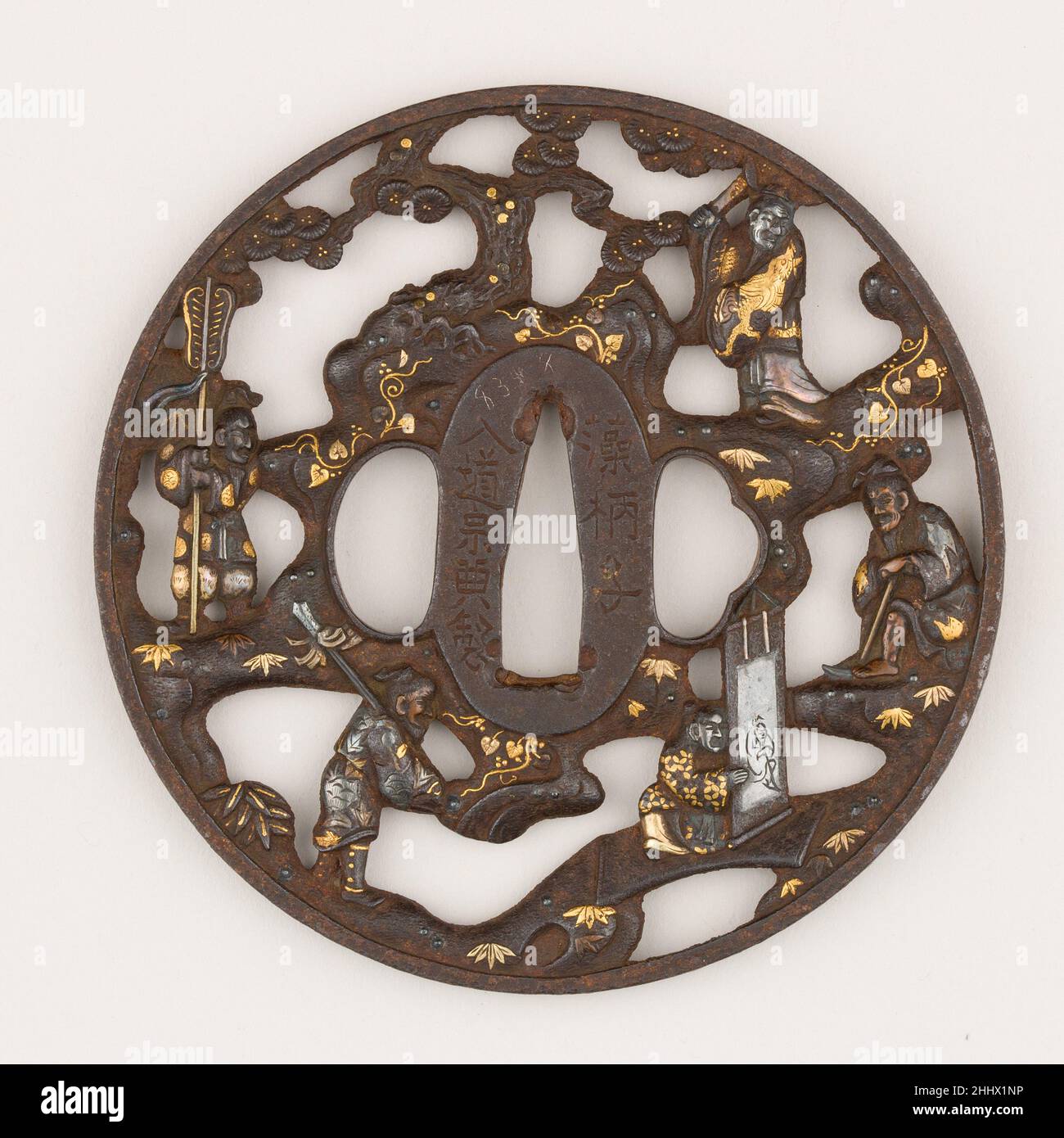 Sword Guard (Tsuba) With (probably) the Motif of The Seven Sages in the ...
