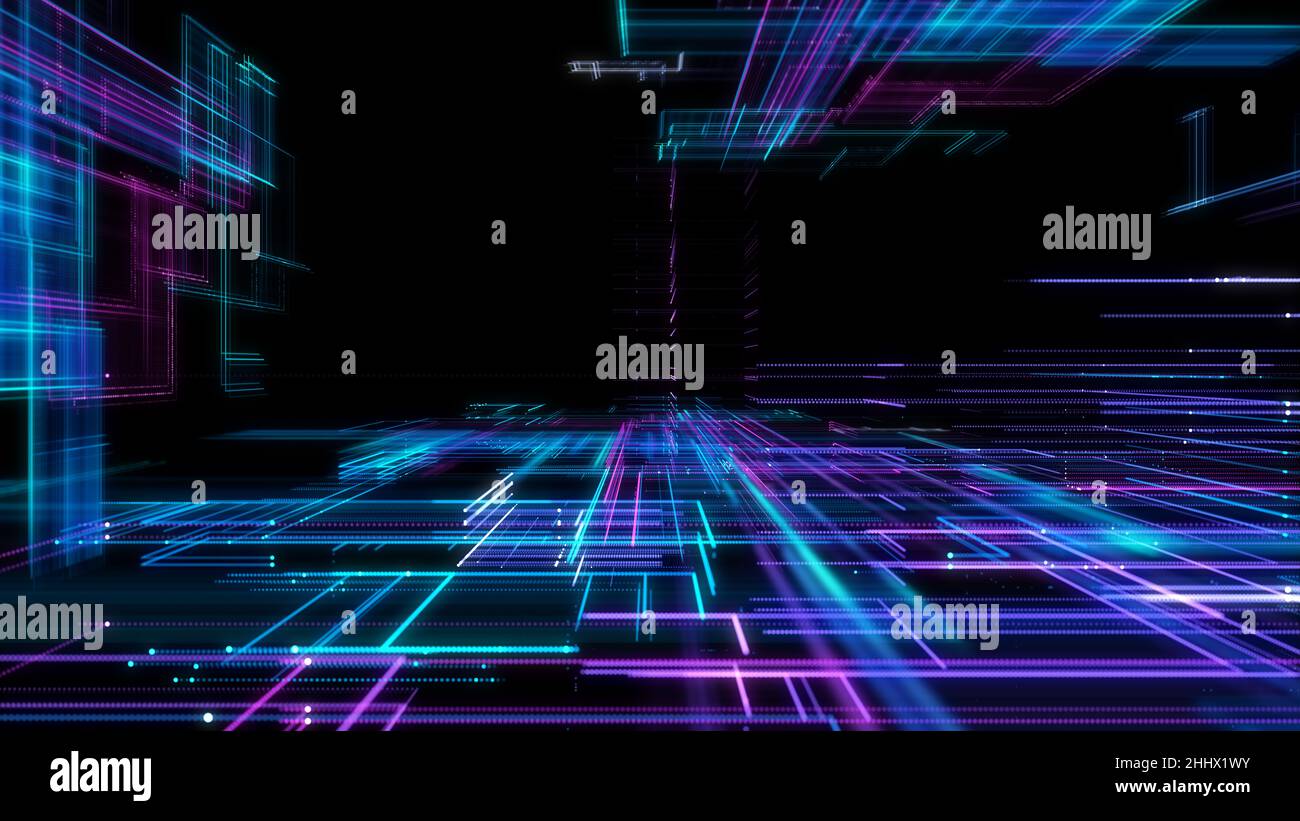 Digital business background holographic particles hi-res stock ...