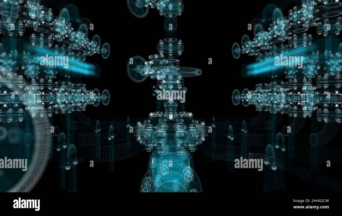 Particle hologram industrial equipment, valves, pipes and sensors Stock ...