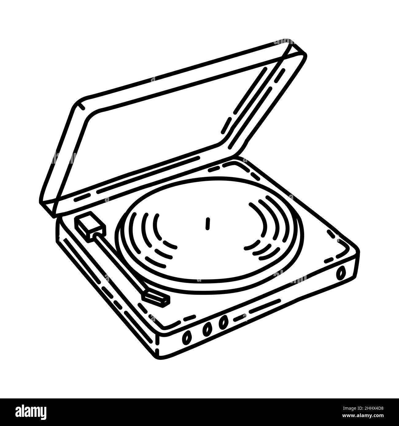 Turntable Part of Electronic for Home Device Hand Drawn Icon Set Vector ...