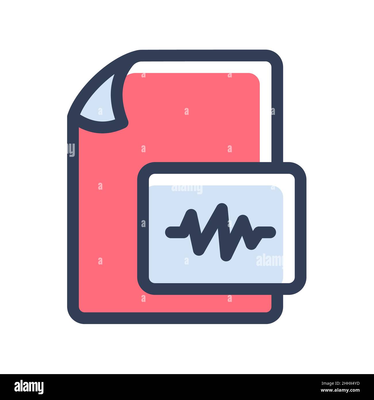 sound document file papge page wave single isolated icon with dash or dashed line style vector ...