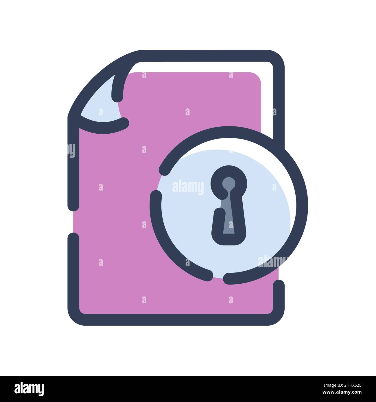 encrypted document file paper page password single isolated icon with dash or dashed line style ...