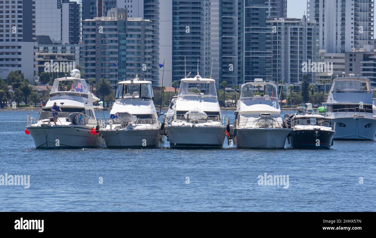 Australia Day Boats Raft Up on the Swan River Perth Stock Photo - Alamy