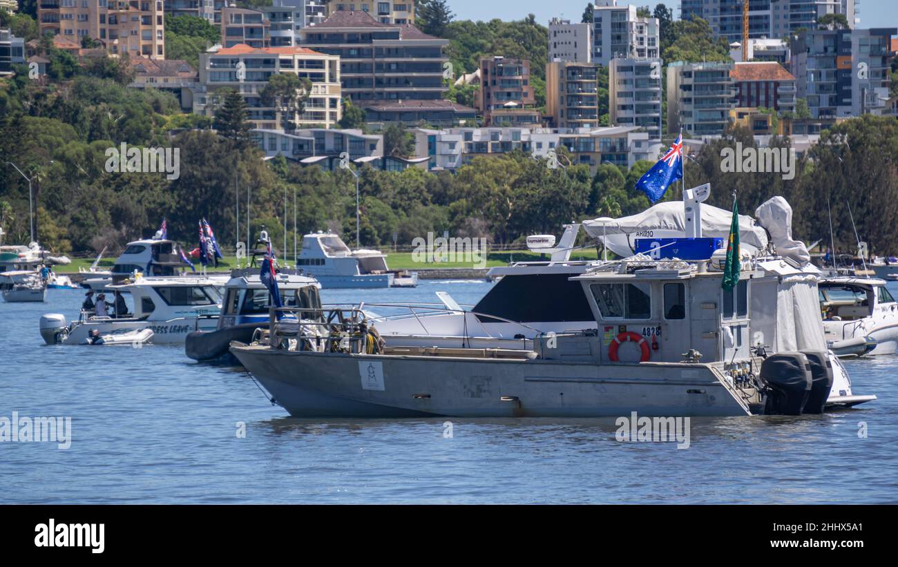 Australia Day Boats Raft Up on the Swan River Perth Stock Photo - Alamy
