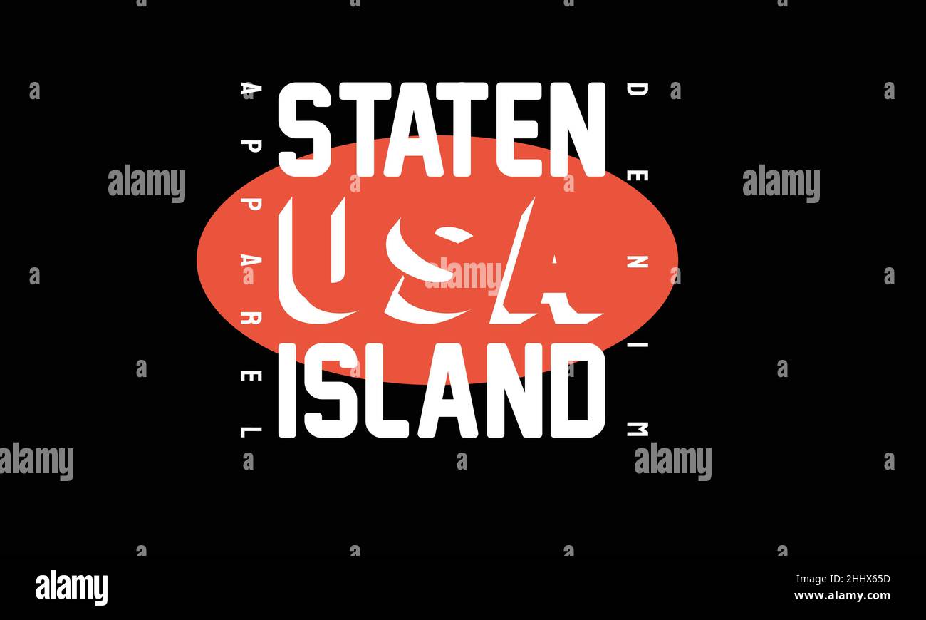 staten usa island urban t-shirt monogram text vector template Stock ...