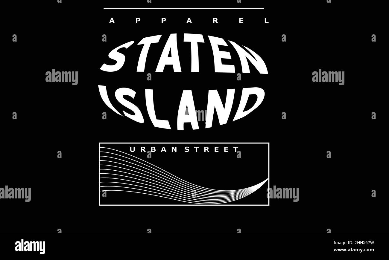 staten usa island urban t-shirt monogram text vector template Stock ...