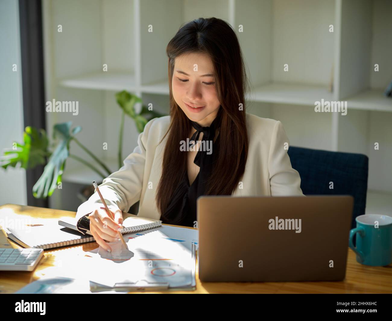 Professional businesswoman, female financial manager estimate the ...