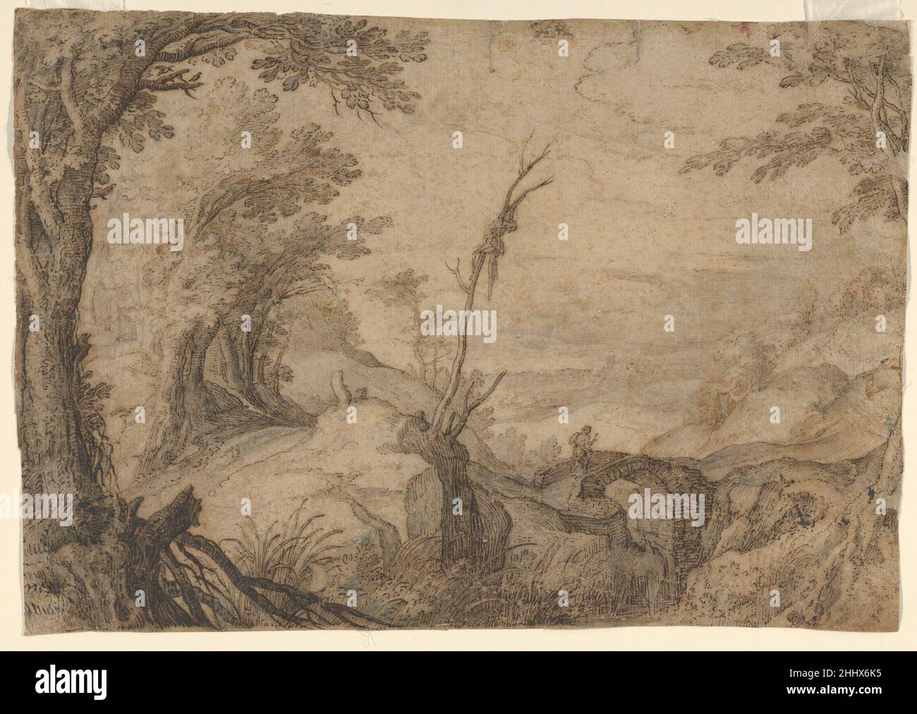 Skeleton Hanging from a Tree in a Landscape late 16th–early 17th ...