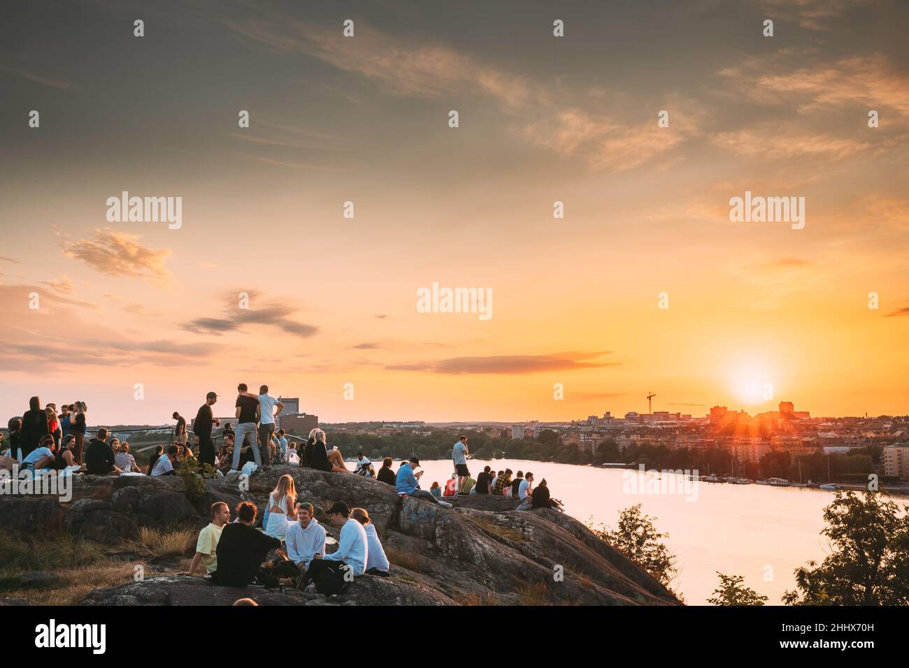 Stockholm, Sweden. Young People Resting In Skinnarviksberget Mountain ...