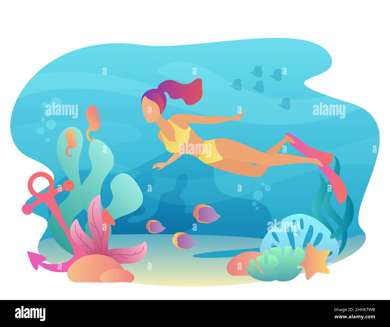 Woman diver illustration Stock Vector Images - Alamy