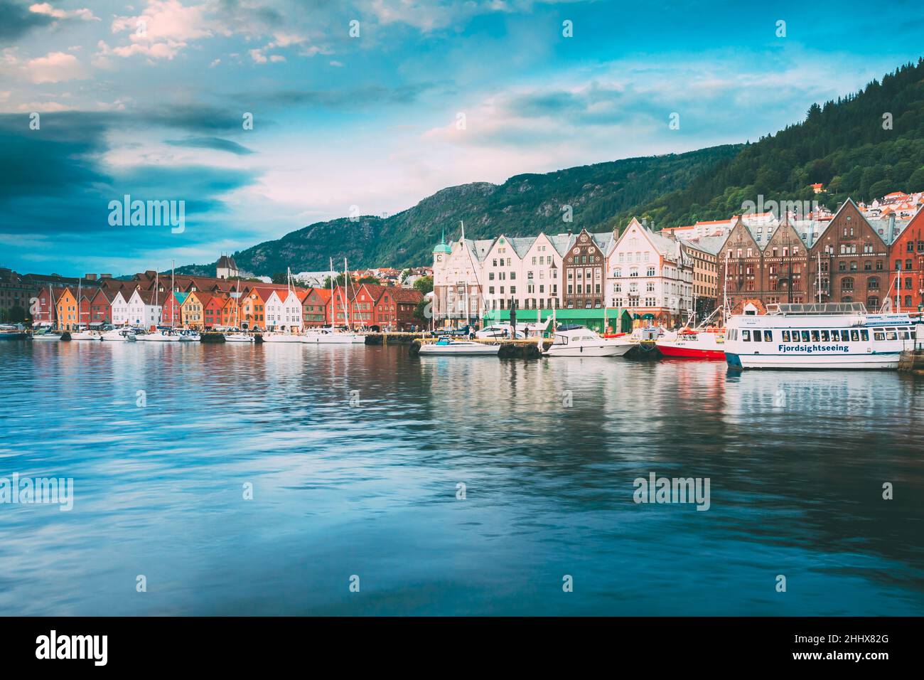 Bergen, Norway. View of historical architecture, buildings, Bryggen in ...
