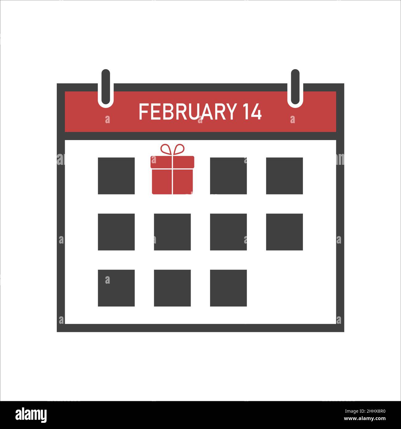Valentine's Day. February 14 on the calendar. Daily calendar icon. Date ...
