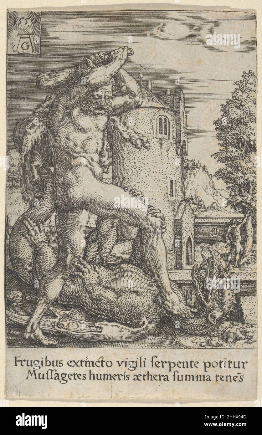 Hercules Killing the Dragon Ladon, from The Labors of Hercules 1550 ...