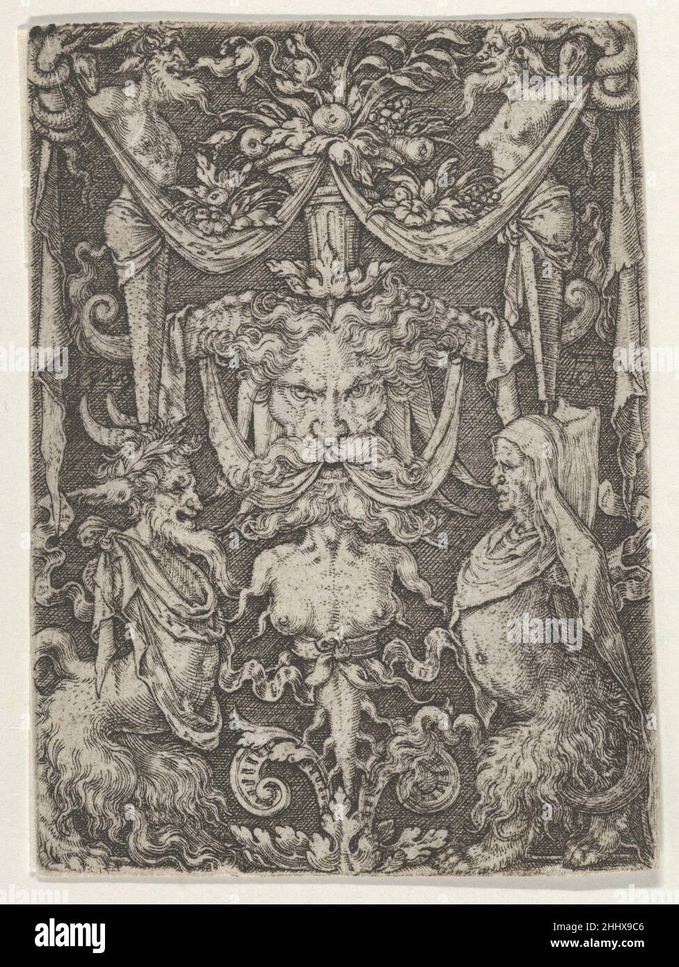 Panel with Grotesque Candelabrum Containing a Mask and Two Satyrs 1549 ...