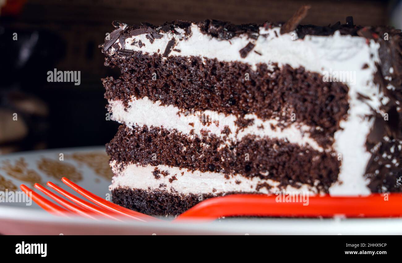 White forest cake slice hi-res stock photography and images - Alamy