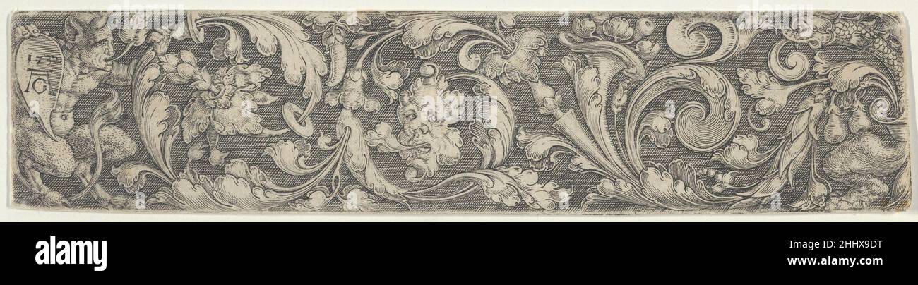 Frieze with Tendrils Growing from a Plant at Right and a Satyr Holding ...