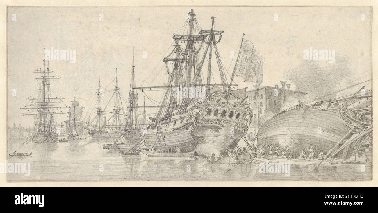 The Proserpine at anchor in Venice ca. 1782 Louis François Cassas ...