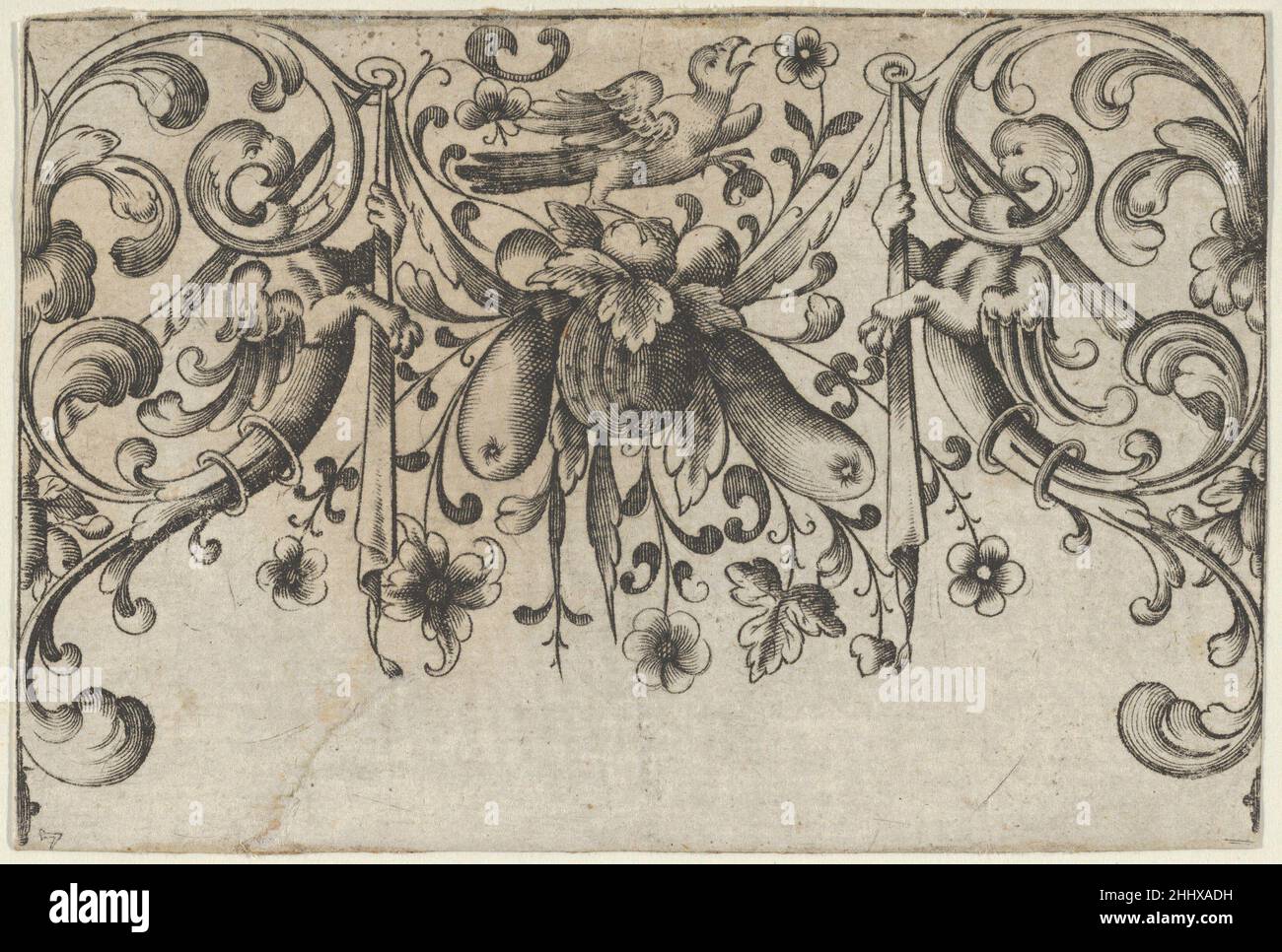 Design for Silverwork with Garlands, Birds, and Grotesque Motifs ca ...