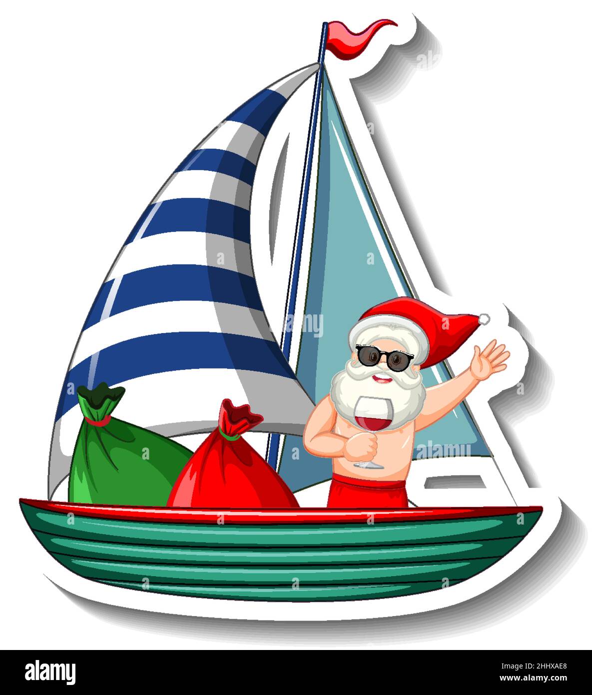 Santa Claus on sailing boat in summer theme illustration Stock Vector ...