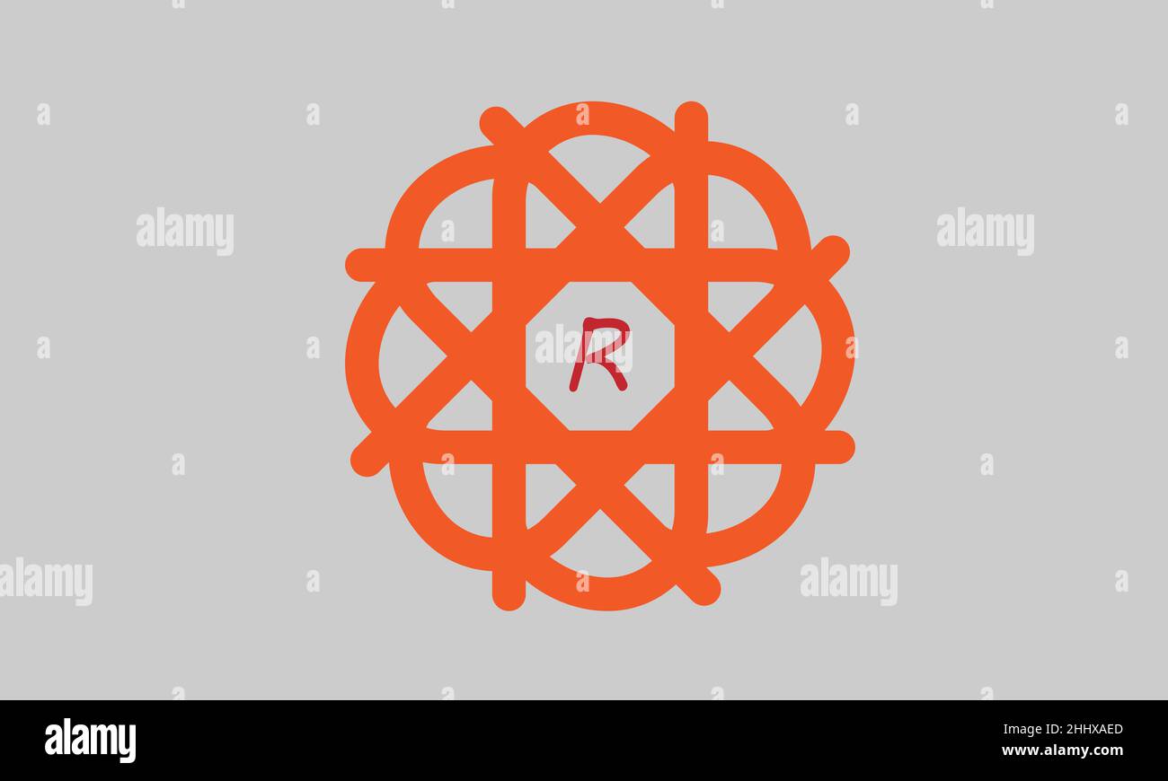 Alphabet R in round shape artistic or symbolic logo abstract monogram ...