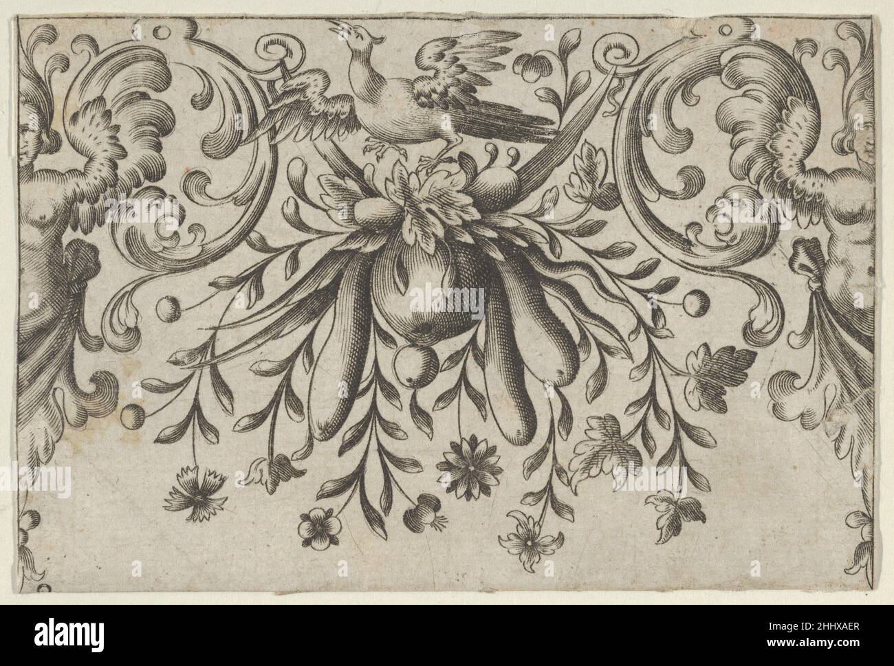 Design for Silverwork with Garlands, Birds, and Grotesque Motifs ca ...