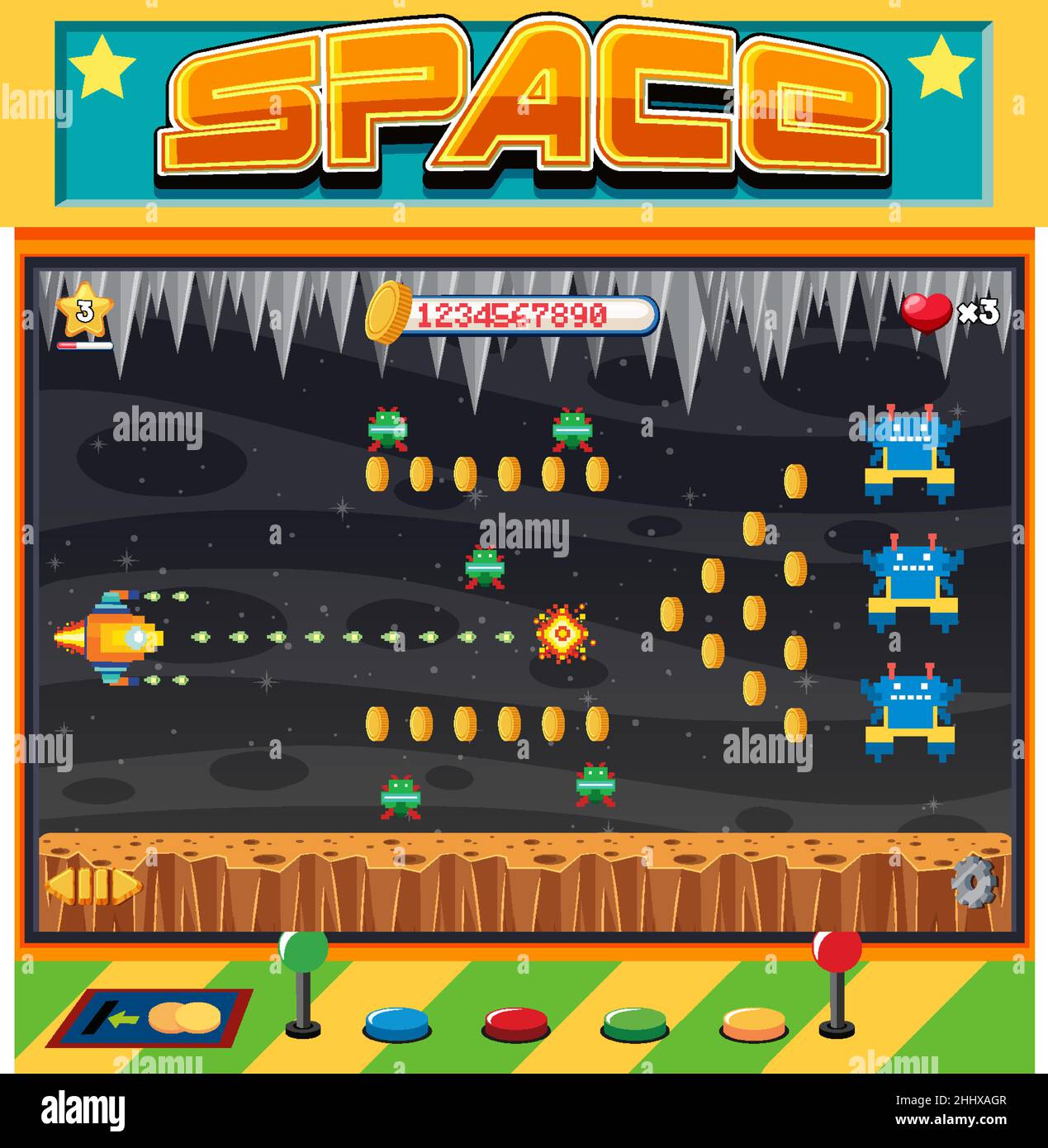 Retro pixel space game interface illustration Stock Vector Image & Art - Alamy