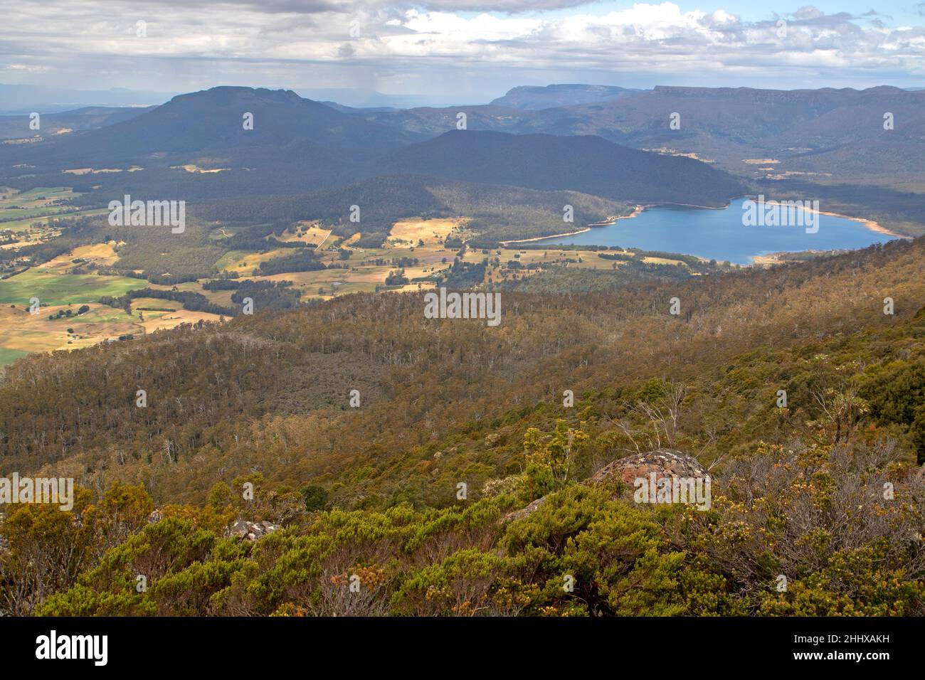 View onto Huntsman Lake and Quamby Bluff from Mother Cummings Peak ...