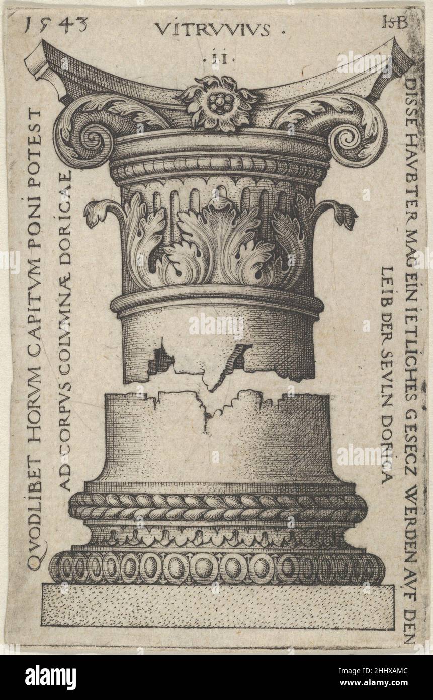 Capital and Base of a Column 1543 Sebald Beham German Design for the ...