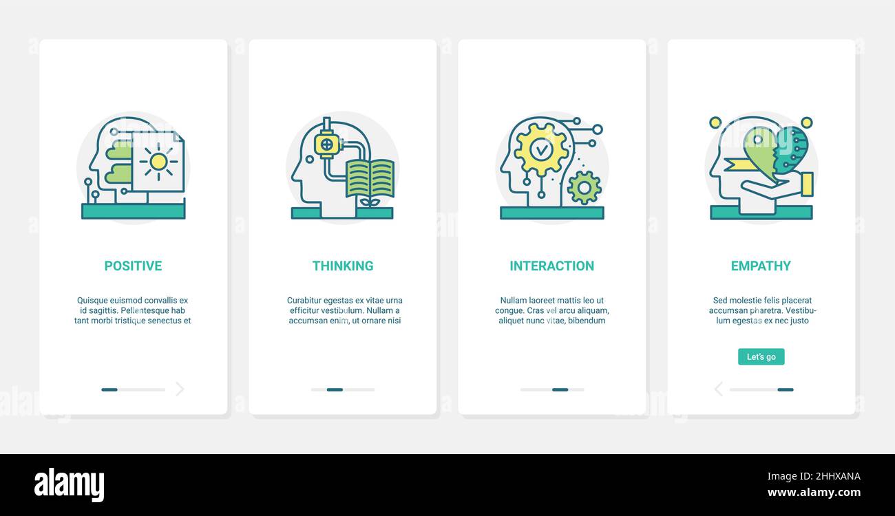 Positive thinking interaction in psychology vector illustration. UX, UI ...