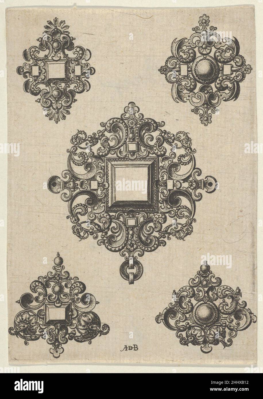 Vertical Panel with Designs for Five Mirrors 1580–1600 attributed to ...