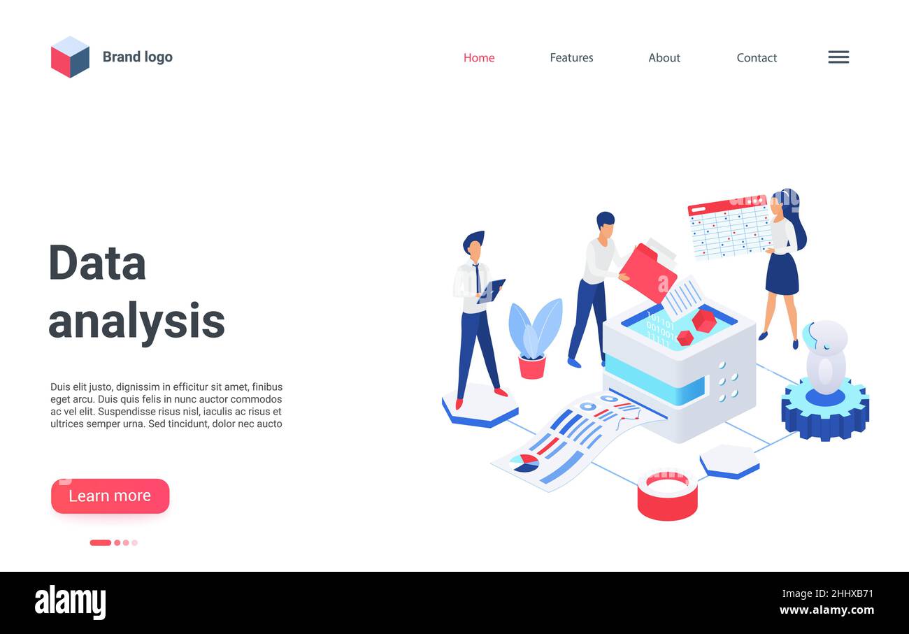 Cartoon mobile website design, concept landing page for database cloud ...