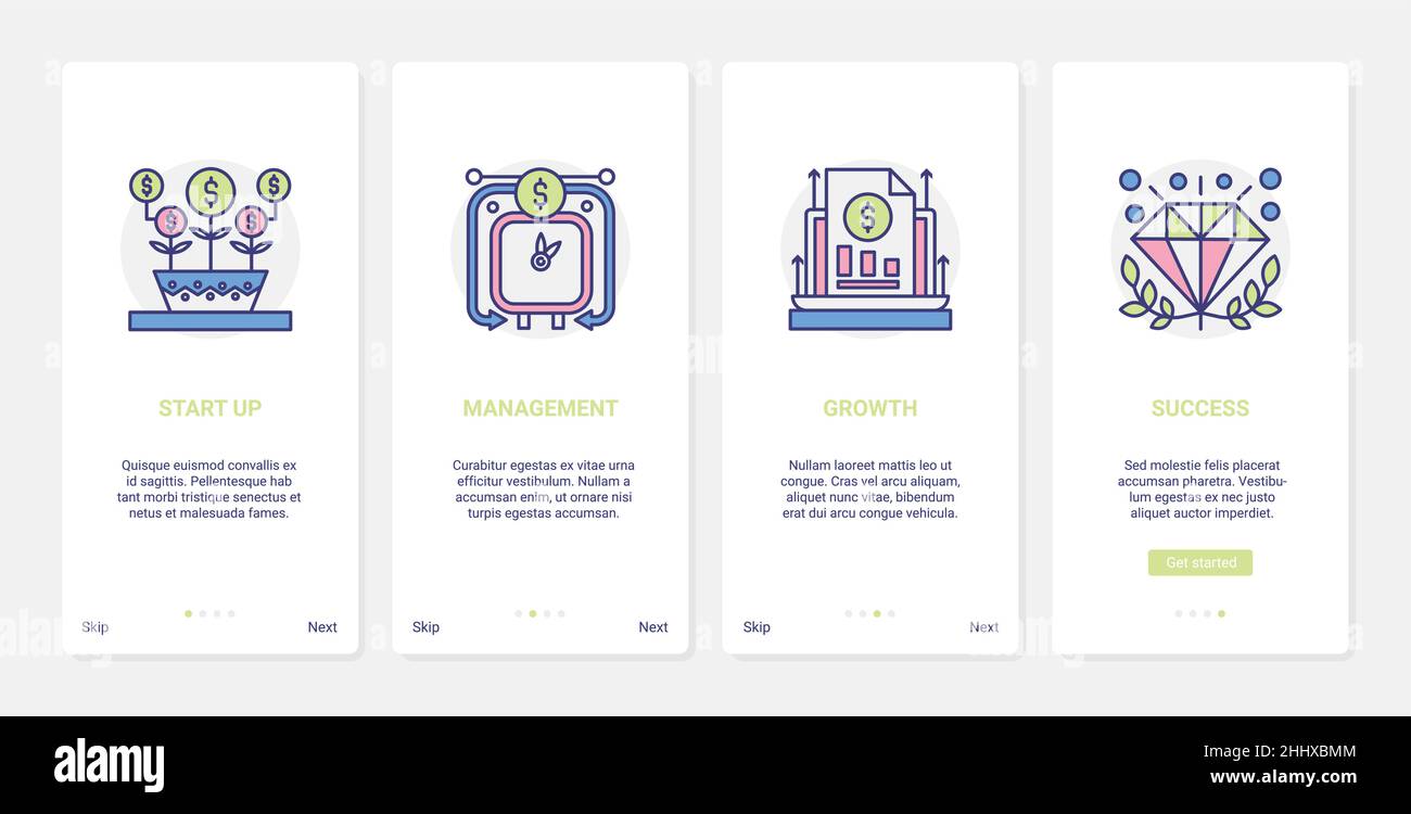 Business success startup, management vector illustration. UX, UI ...