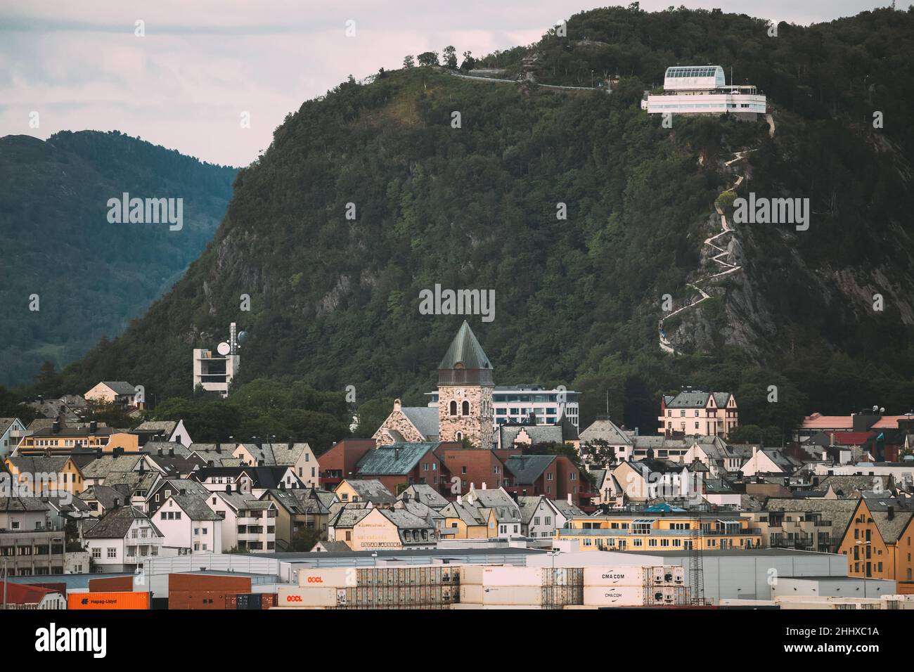 Alesund, Norway. Alesund Skyline Cityscape. Historical Center In Summer ...