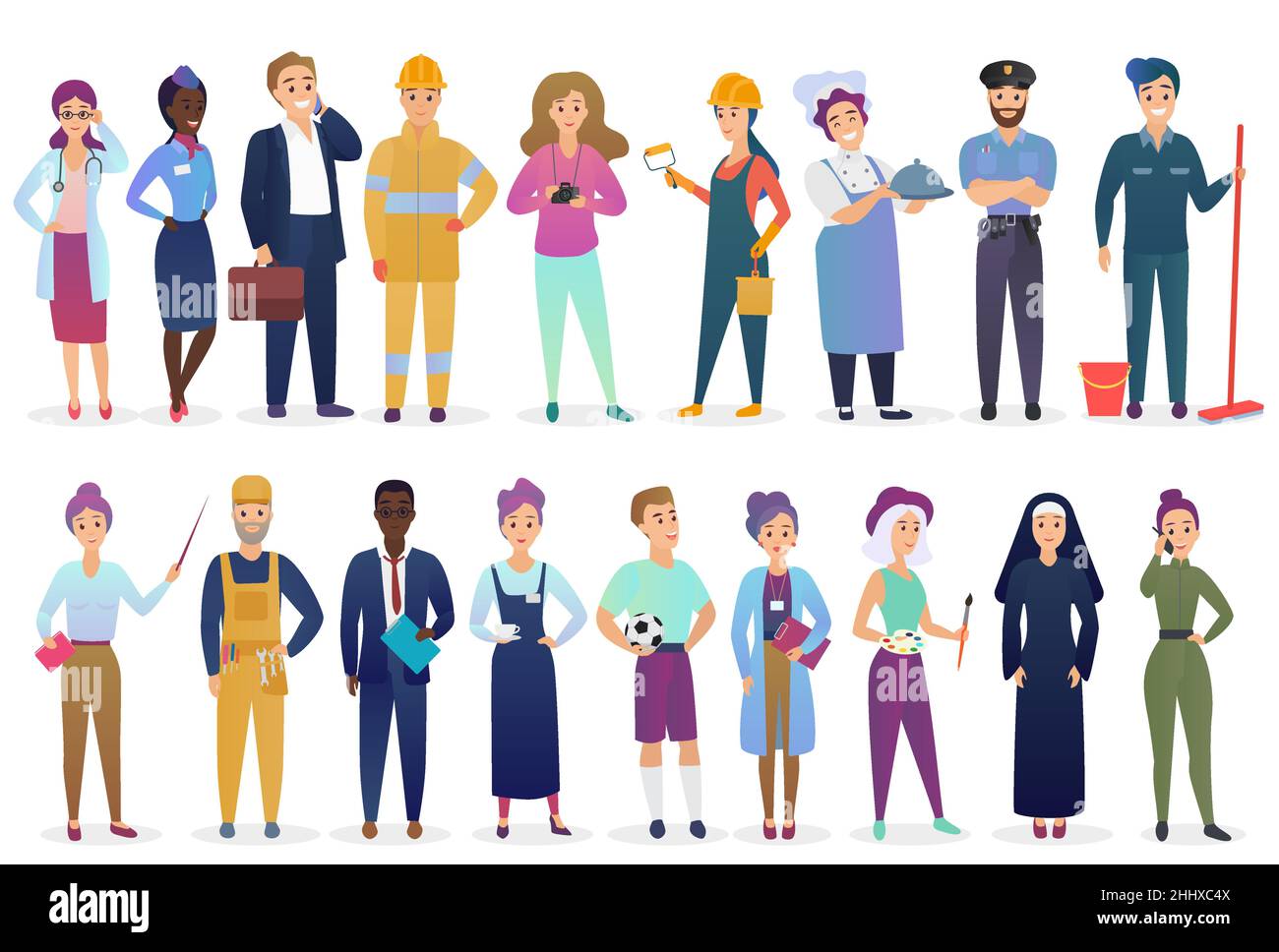 Professional workers people set standing together. Different occupation ...