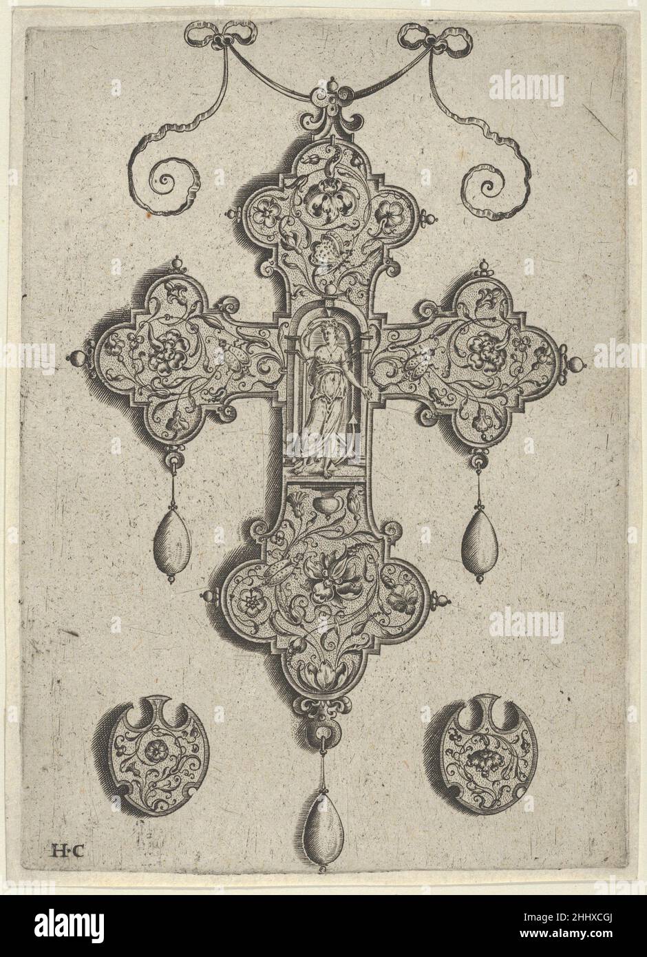 Cross-Shaped Pendant Design with Hope Standing in a Circular Temple ...