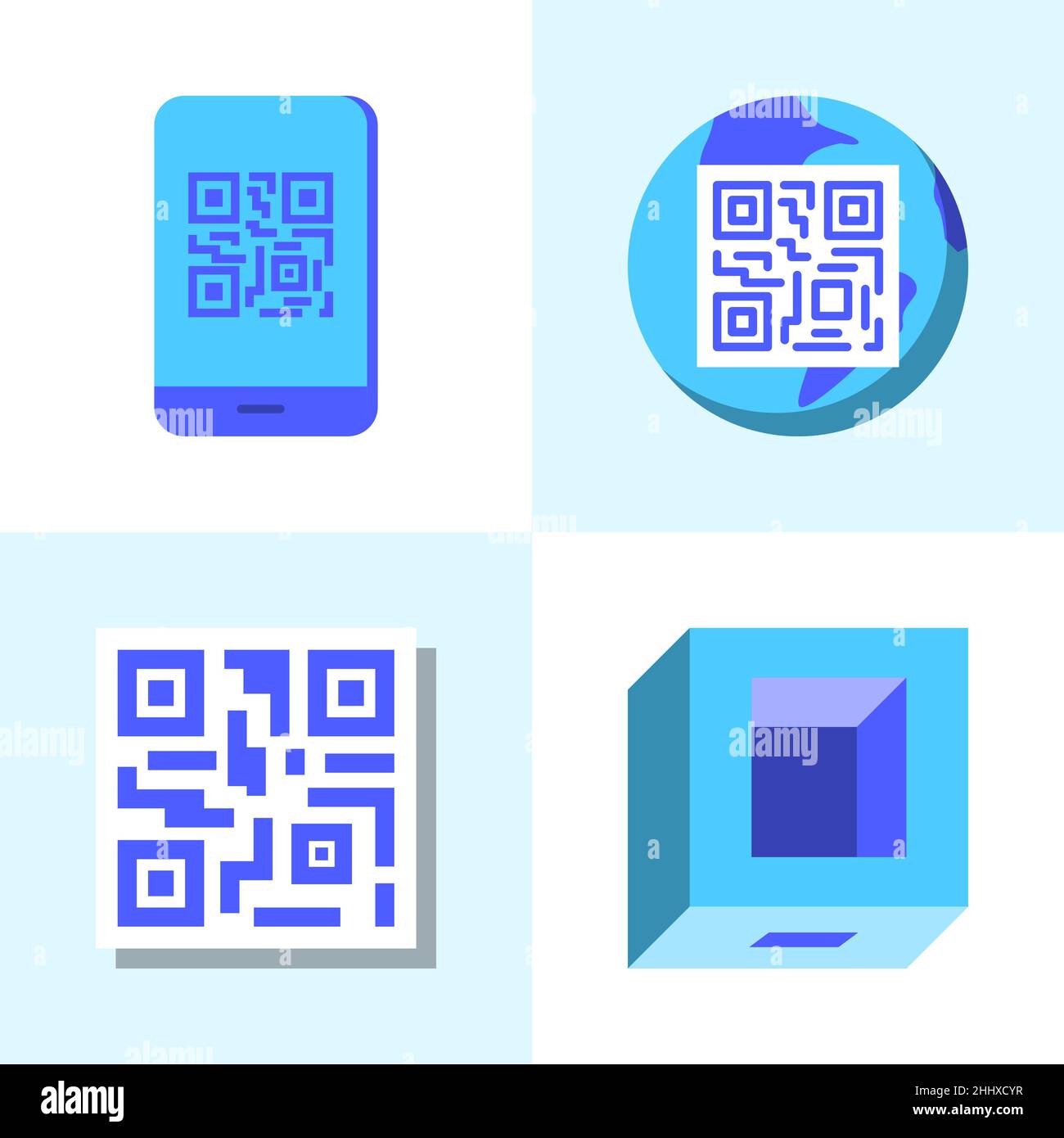 QR codes and qrcode scanner icon set in flat style. Vector illustration ...