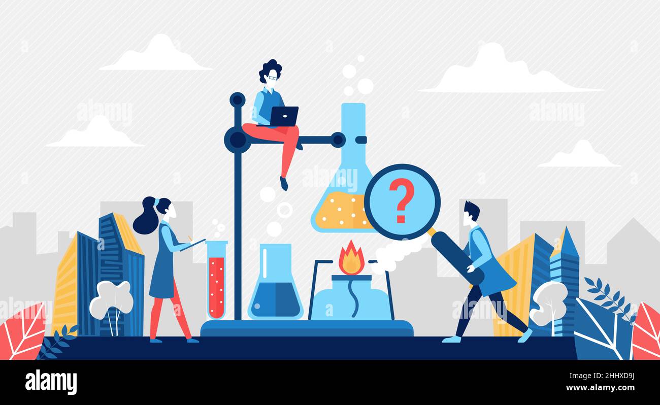 Science lab research concept with cartoon scientist people Stock Vector ...