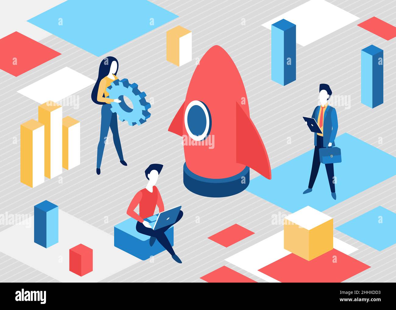 Isometric business start up concept, project startup process Stock ...