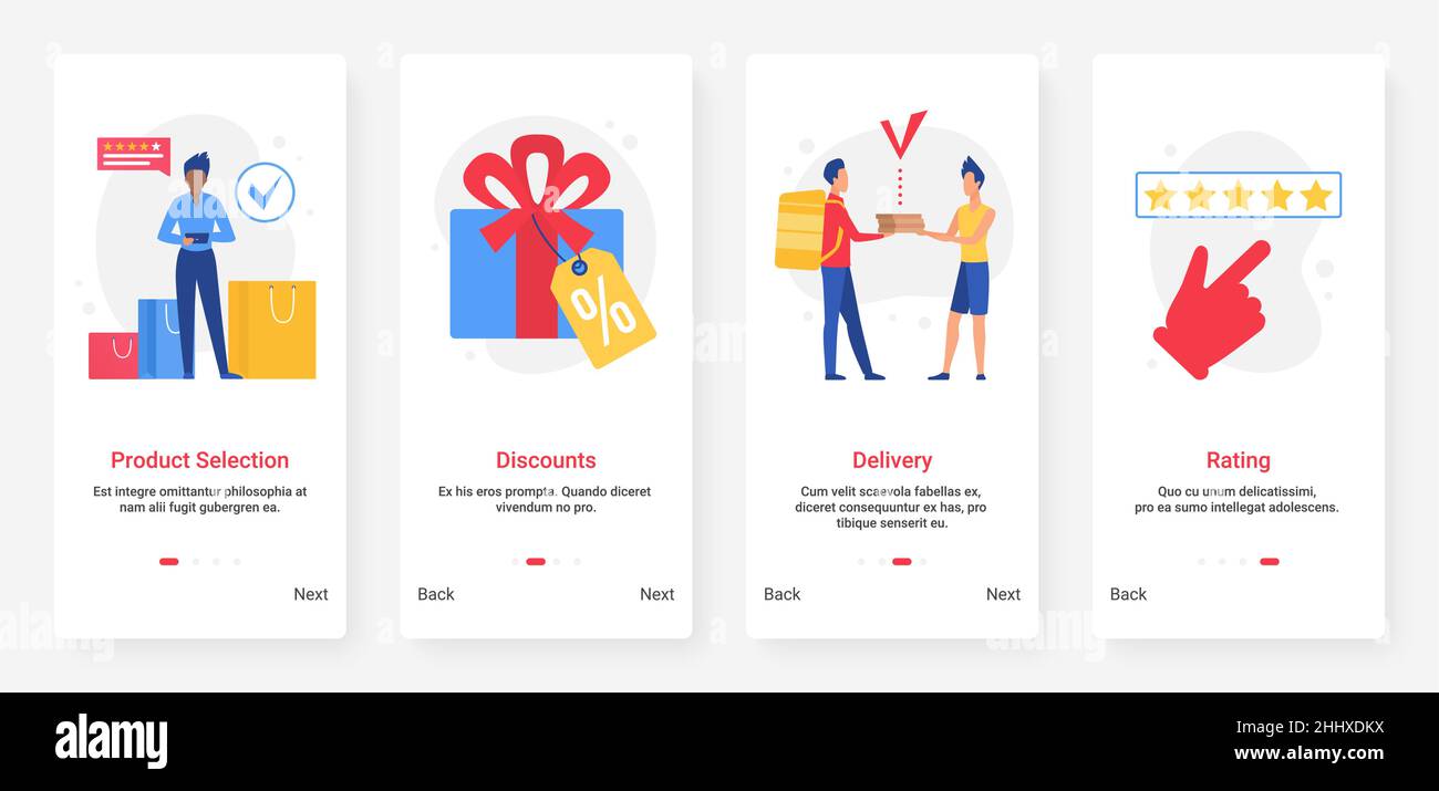 Shopping online, discounts sales, order and delivery mobile app screen ...