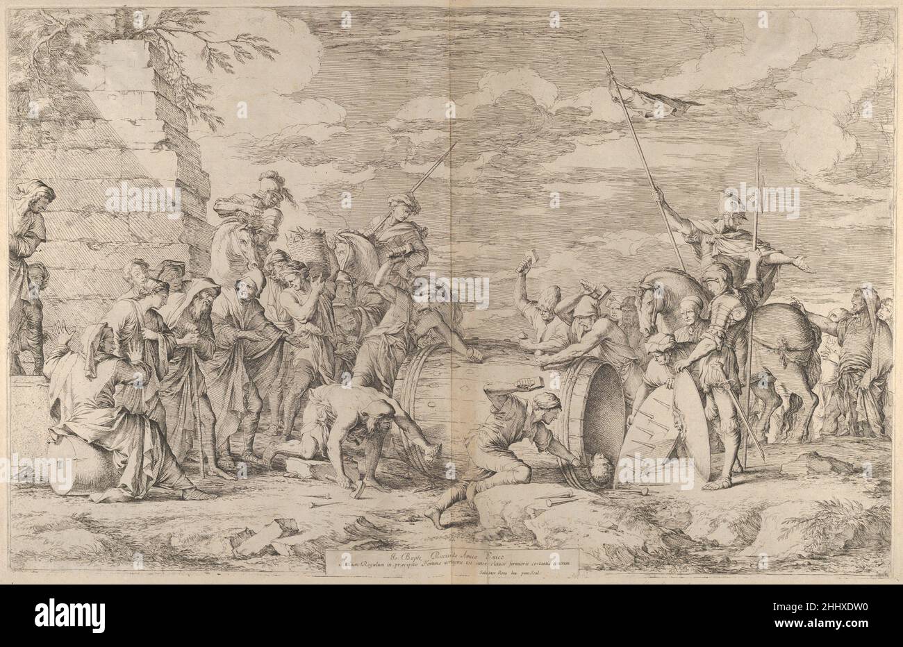 The death of Marcus Atilius Regulus, showng being nailed into a tub by ...