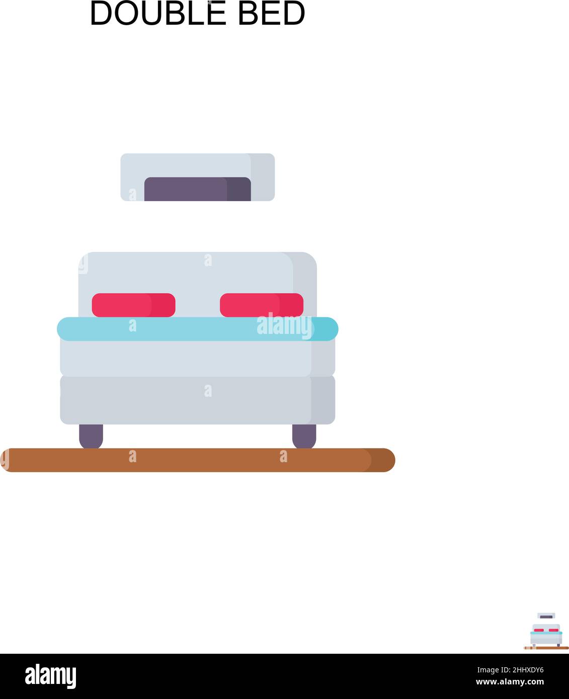 Double bed Simple vector icon. Illustration symbol design template for ...