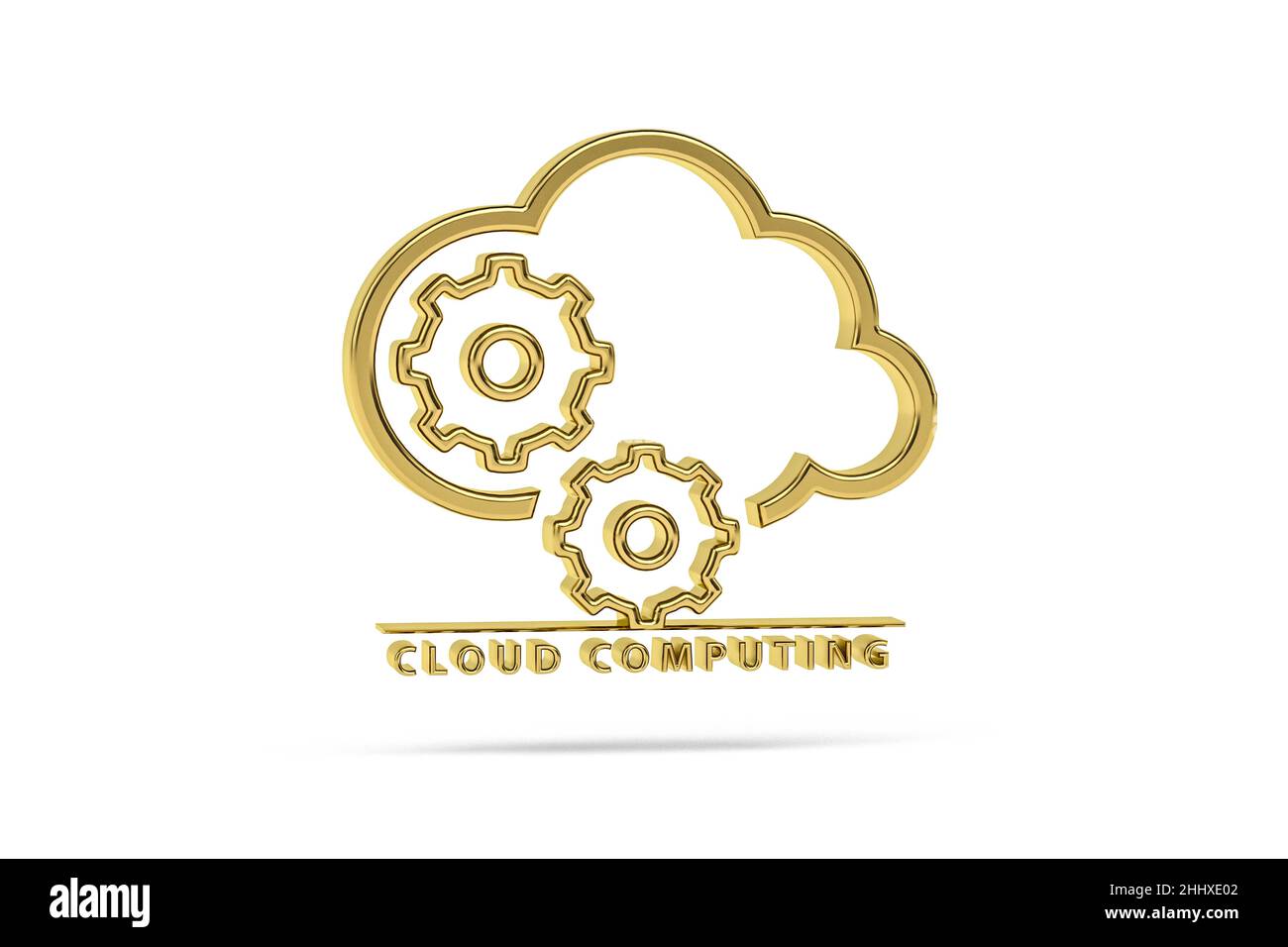 Golden 3d cloud computing icon isolated on white background - 3d render Stock Photo - Alamy