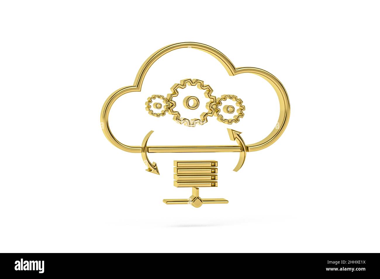 Golden 3d cloud computing icon isolated on white background - 3d render ...