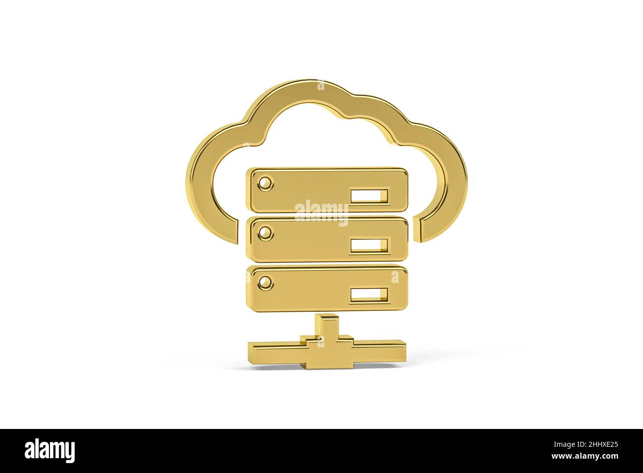 Golden 3d cloud computing icon isolated on white background - 3d render ...