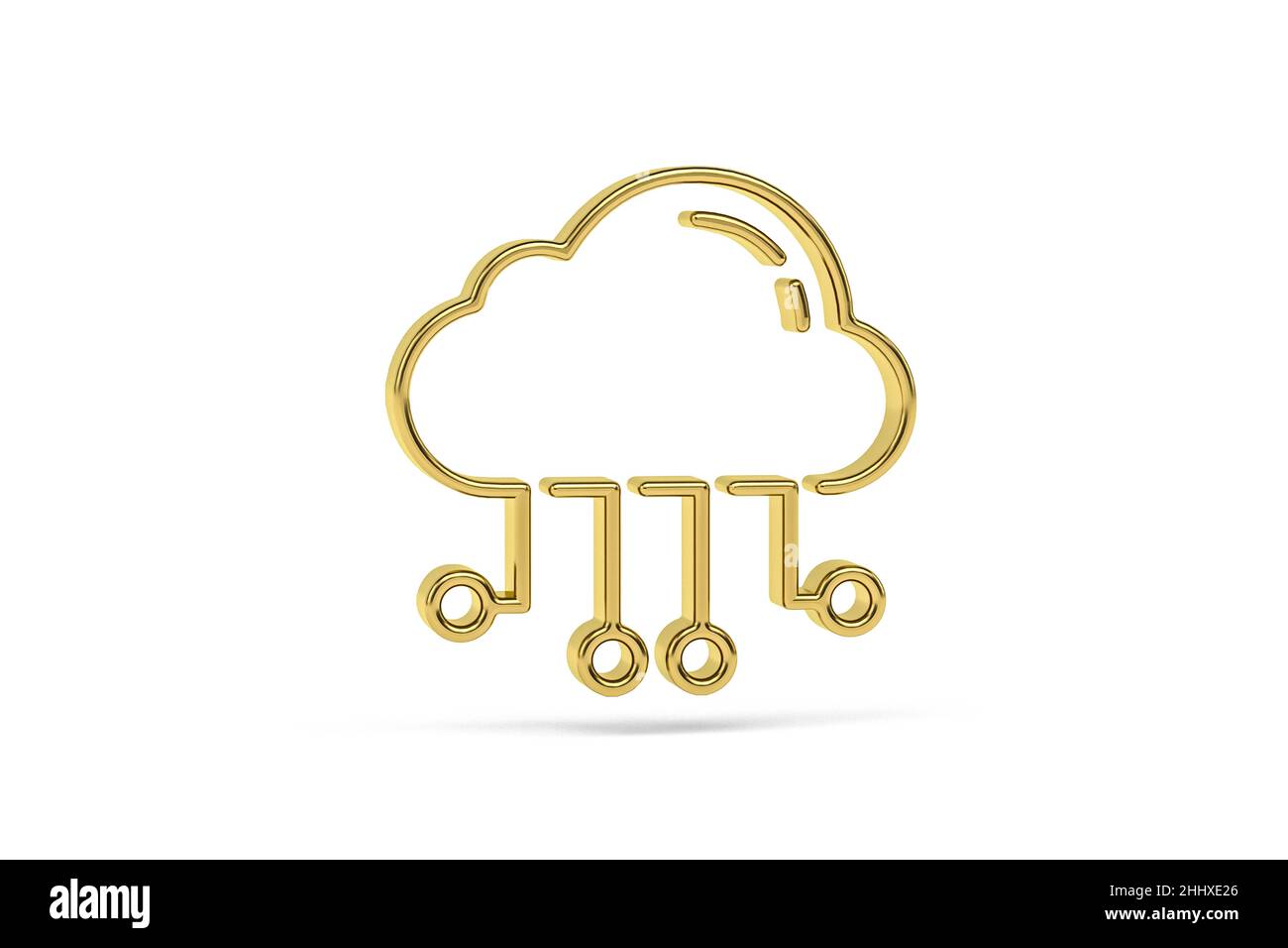 Golden 3d cloud computing icon isolated on white background - 3d render ...